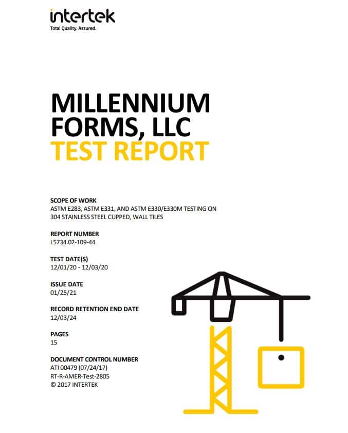 CSI Specifications + Product Testing - Millennium Forms